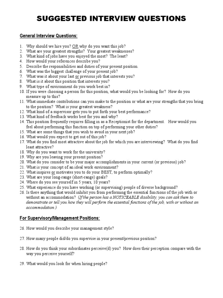 Suggested Interview Questions | PDF | Motivation | Motivational