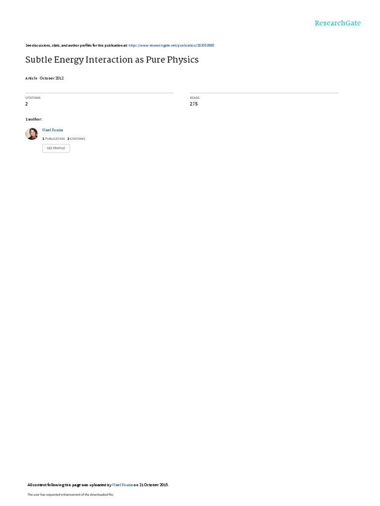 Subtle Energy Interaction As Pure Physics: October 2012 | PDF ...