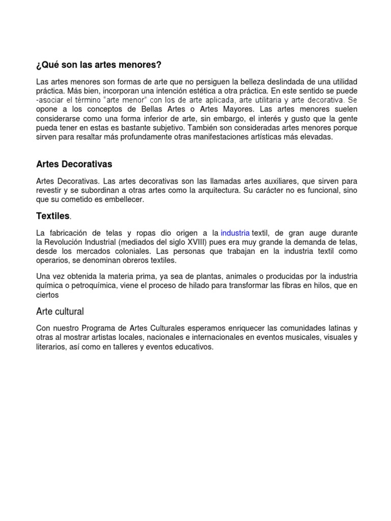 Qué Son Las Artes Menores | PDF