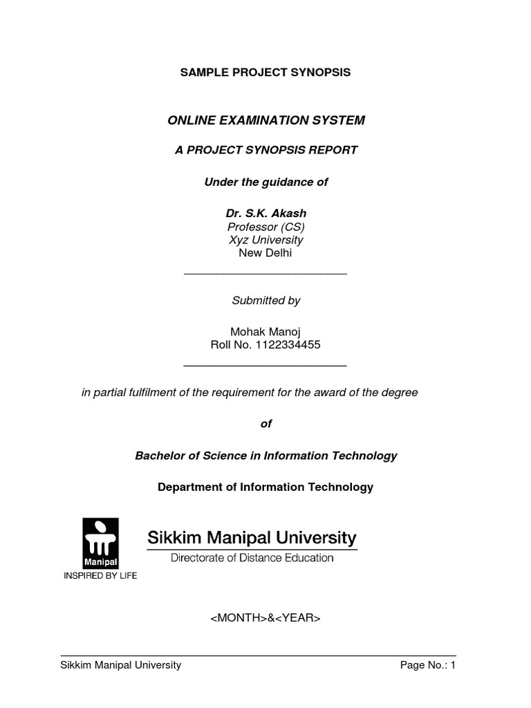 BT0095 Sample Project Synopsis | PDF | System | Computing