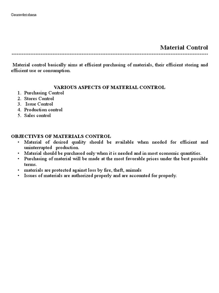 Material Cost Control | Download Free PDF | Commodity | Prices
