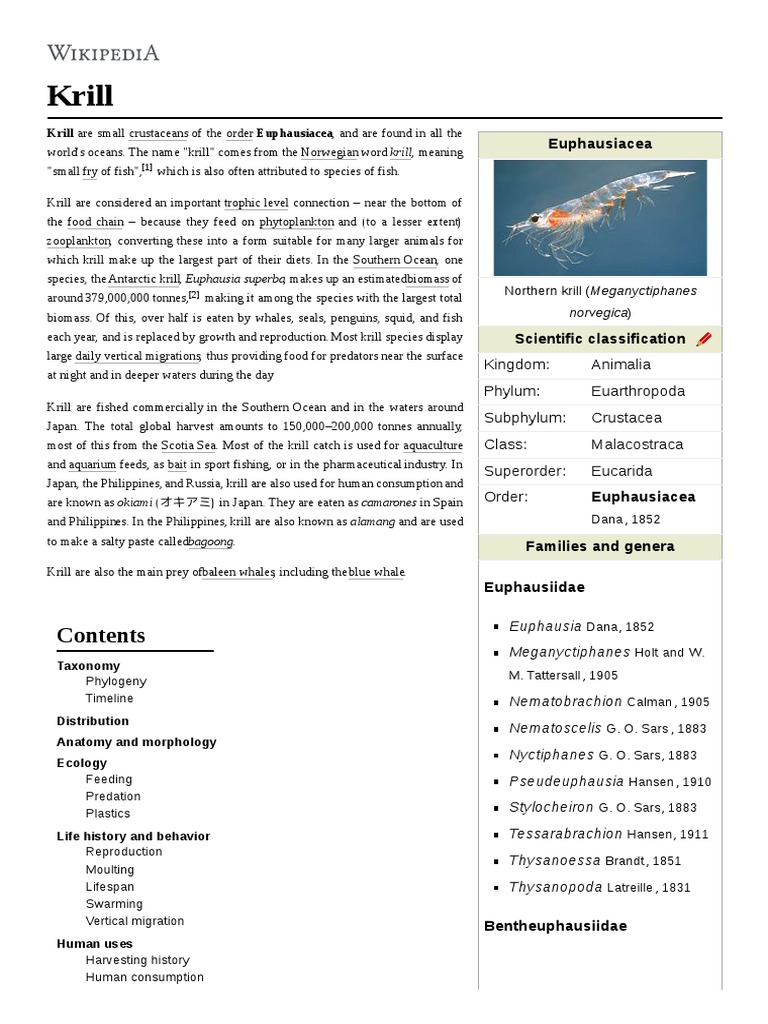 Krill: Krill Are Small Crustaceans of The Order Euphausiacea, and Are ...
