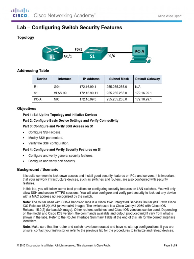 2 2-4-11 Configuring Switch Security Features | PDF | Secure Shell ...