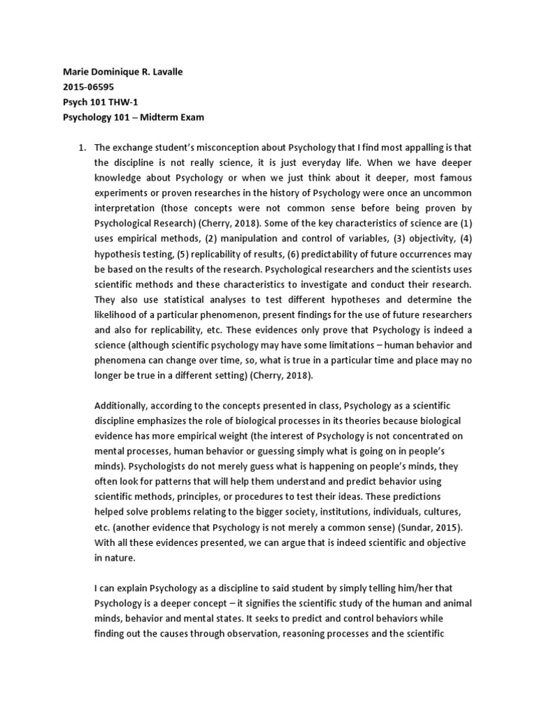 Psychology 101 Midterm Insights | PDF | Psychology | Motivation