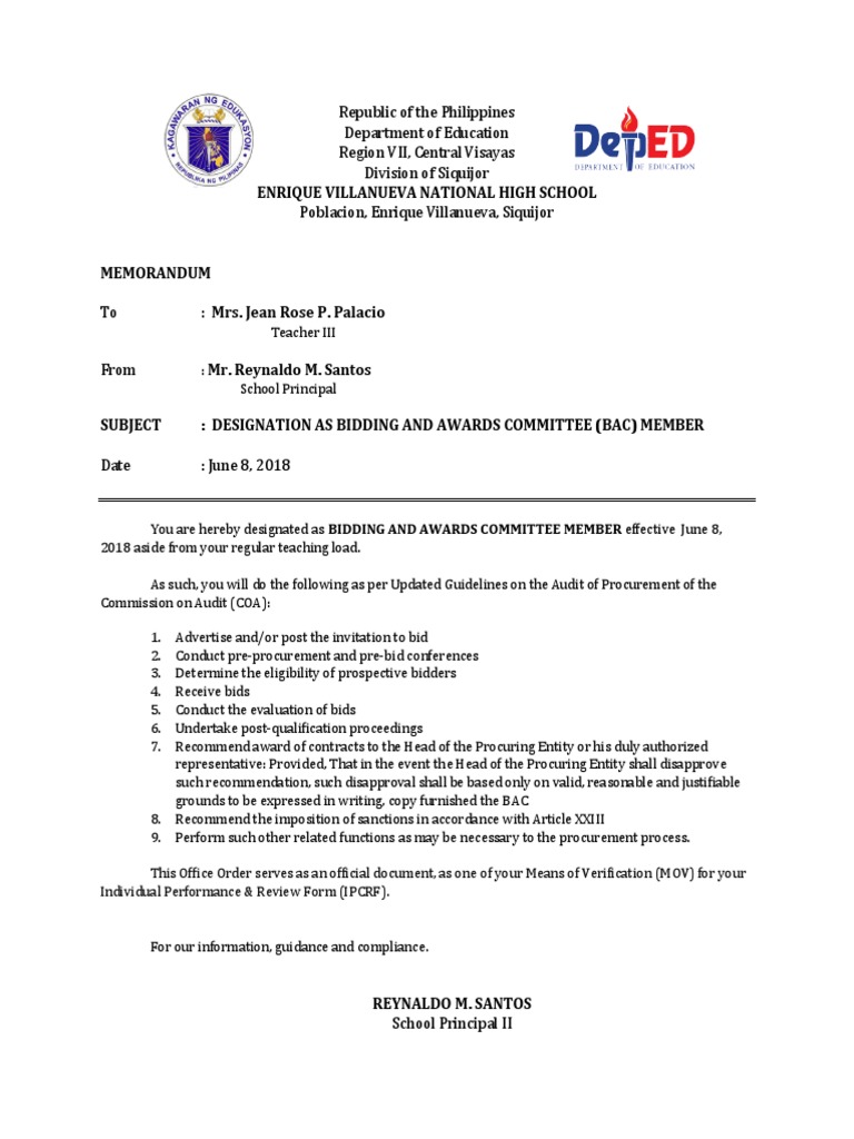 Designation Order BAC Member | PDF | Social Institutions | Social Science