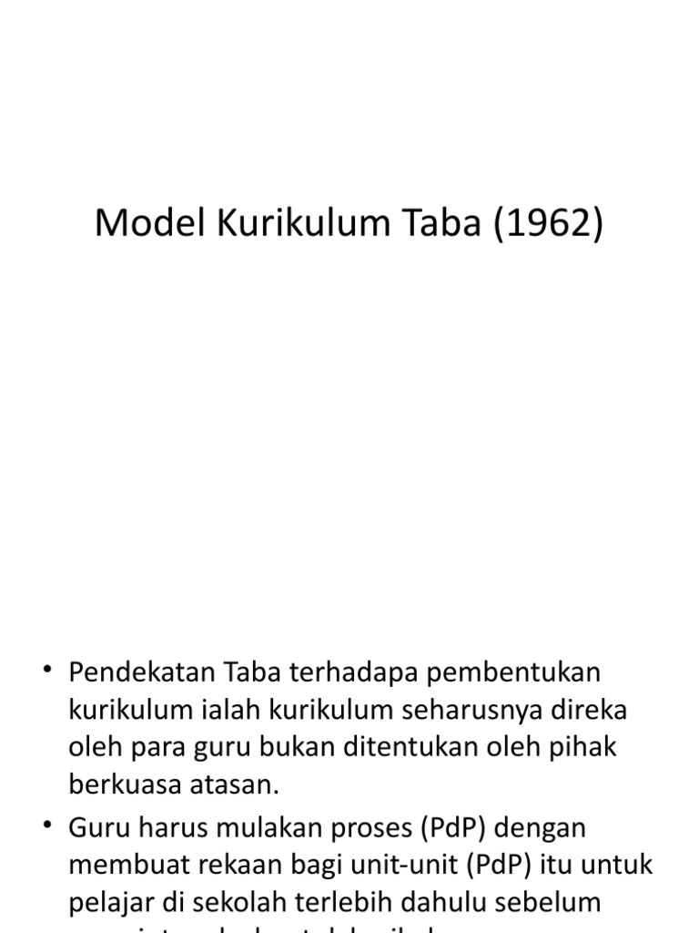 Model Kurikulum Taba: Langkah dan Pendekatan | PDF