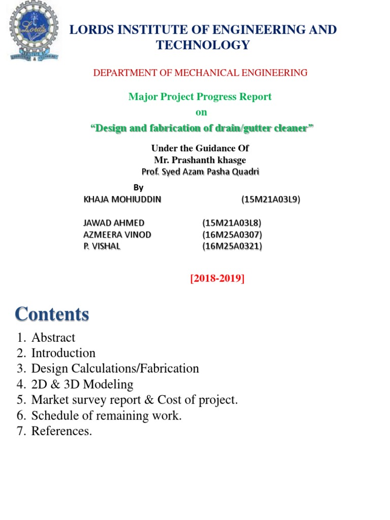Automated Drain Cleaner Project Report | PDF | Screw | Metal Fabrication