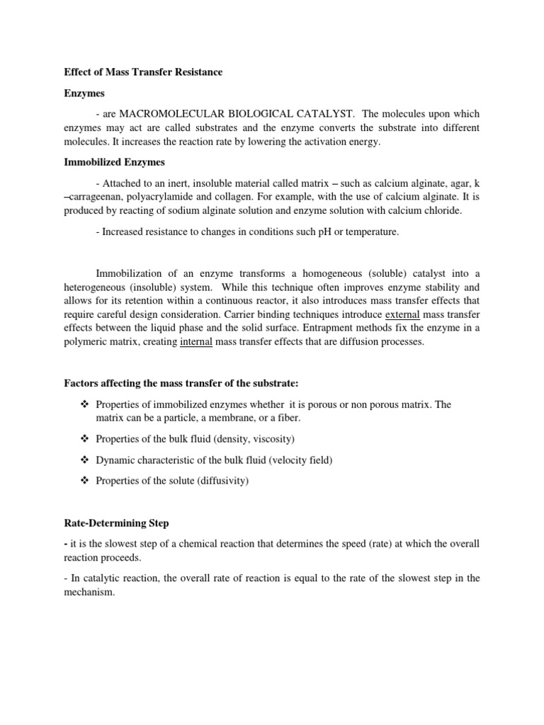 Effect of Mass Transfer | PDF | Catalysis | Reaction Rate