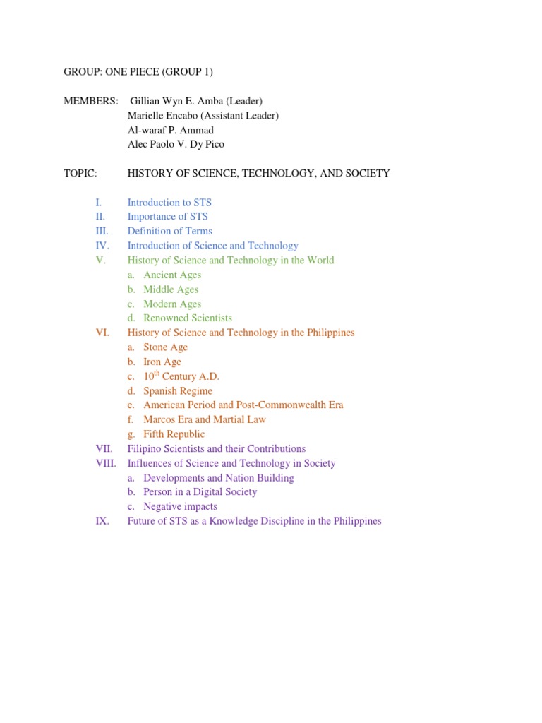 STS Report Outline1 | PDF | History Of Science | Blue Collar Worker