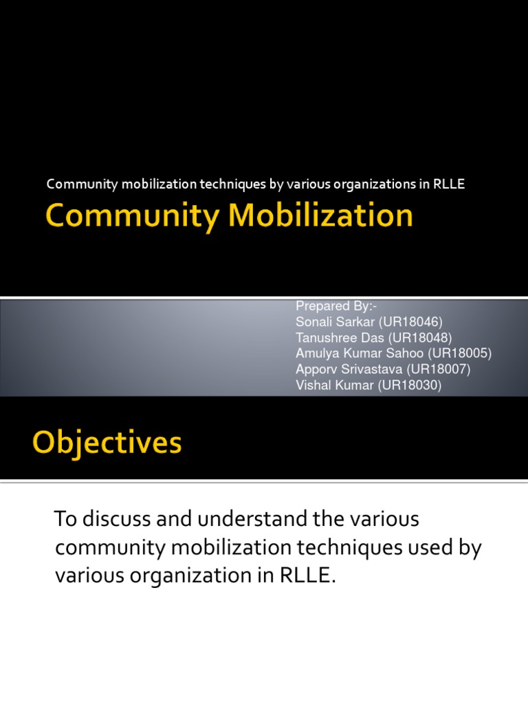 Community Mobilization Techniques in RLLE | PDF