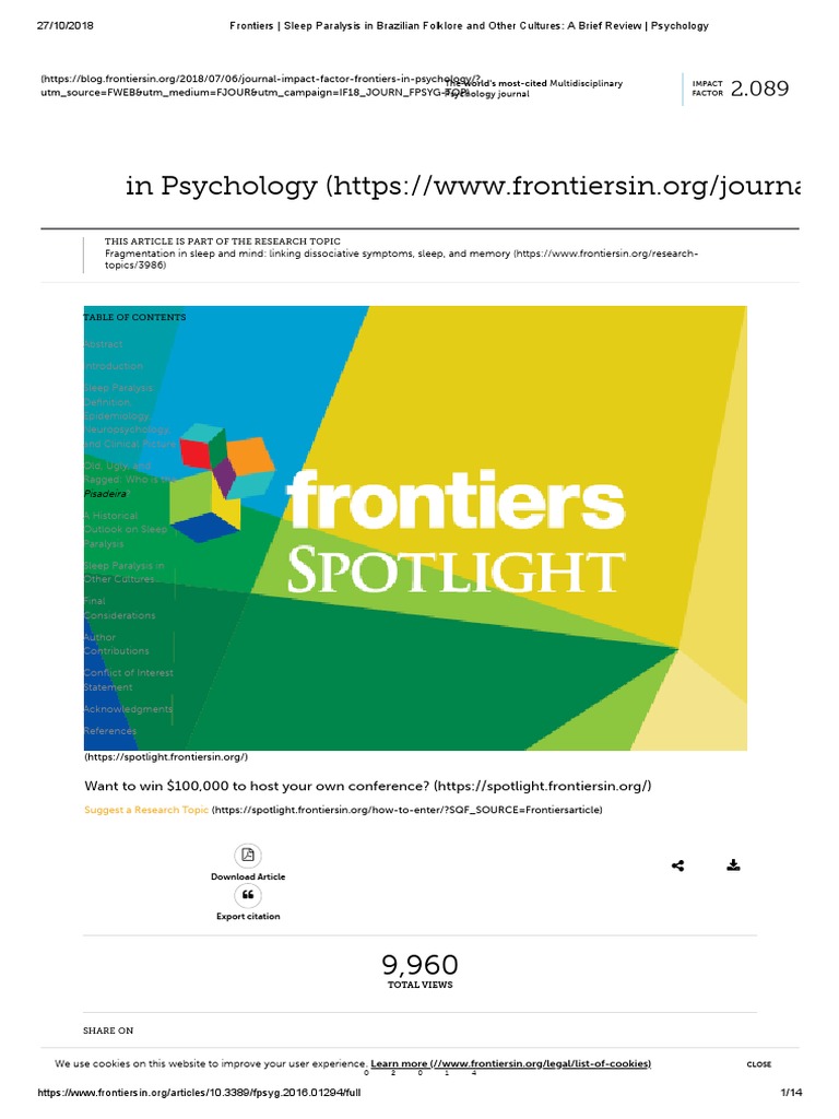 Sleep Paralysis in Brazilian Folklore and Other Cultures - A Brief ...