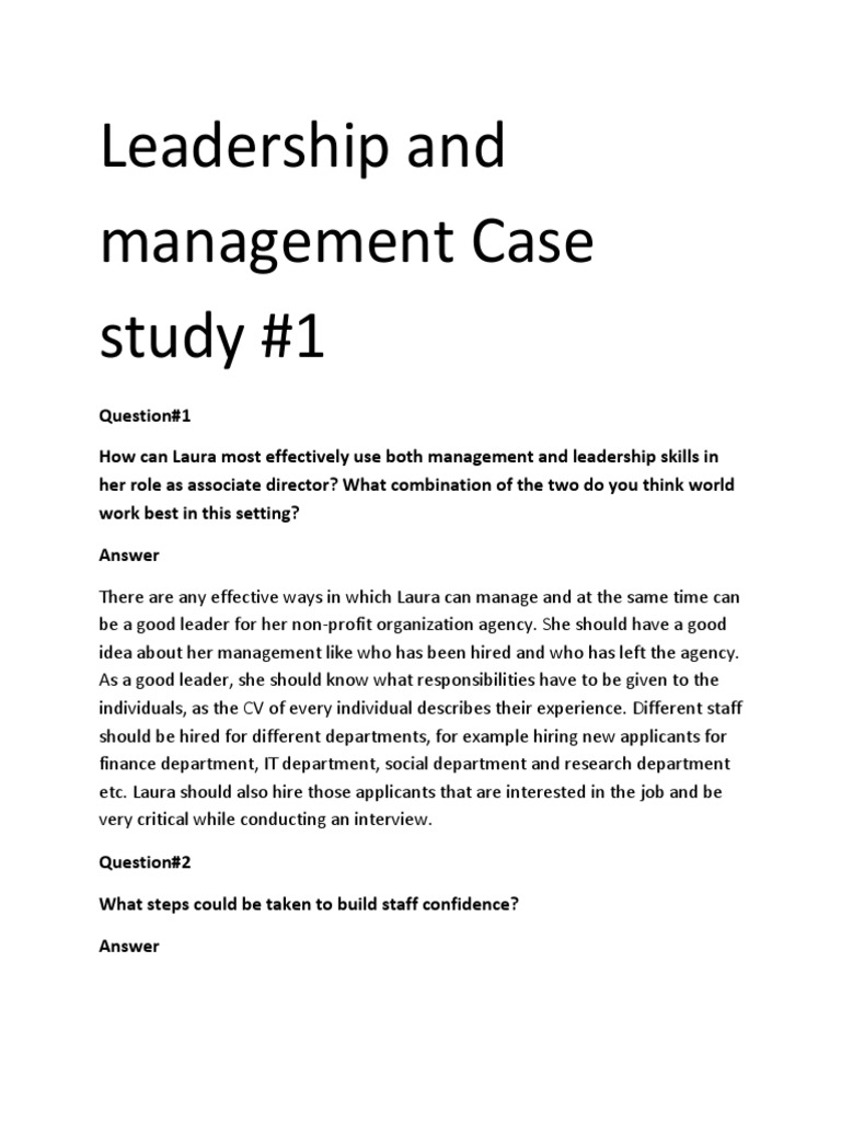 Leadership and Management Case Study #1 | PDF | Leadership | Motivation