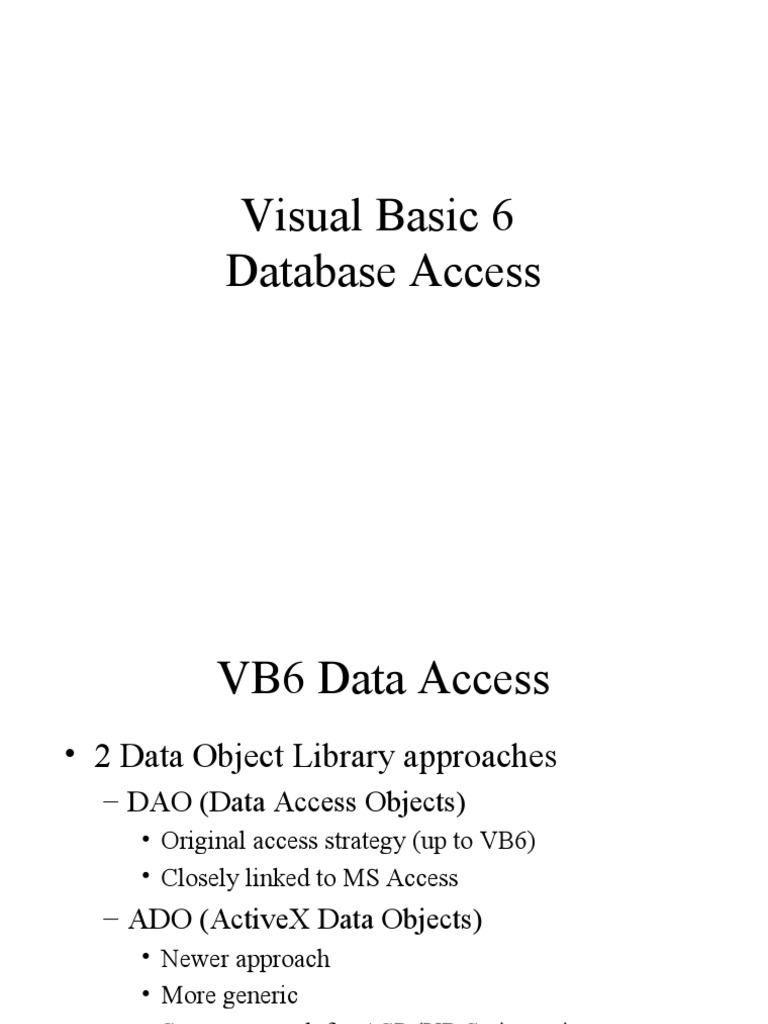 Visual Basic 6 Database Access | Download Free PDF | Microsoft Access ...