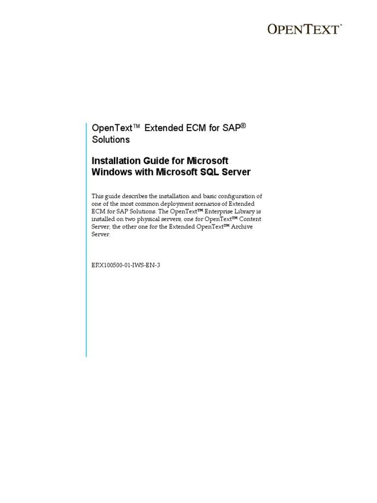 OpenText Extended ECM For SAP Solutions. Installation Guide For ...