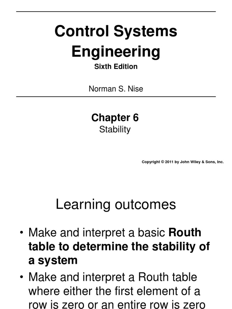 Control Systems Engineering: Stability | PDF