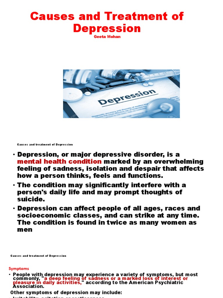 Causes and Treatment of Depression | PDF | Major Depressive Disorder ...