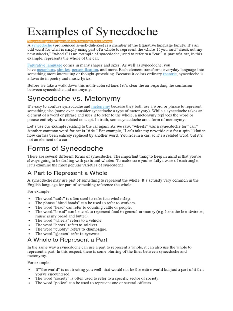Examples of Synecdoche | PDF