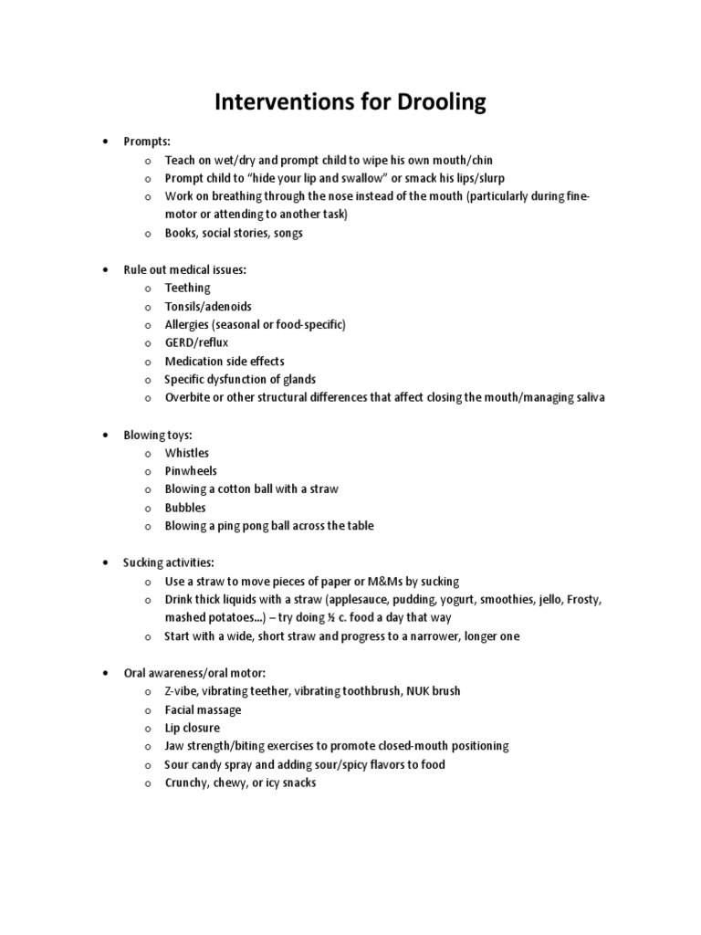 Interventions For Drooling | PDF | Clinical Medicine | Medical Specialties