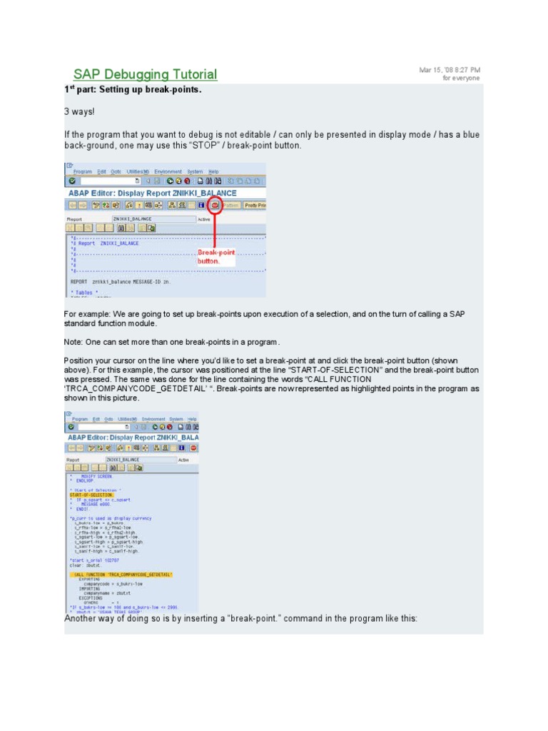 SAP Debugging Tutorial | PDF | Software Development | Computer Engineering