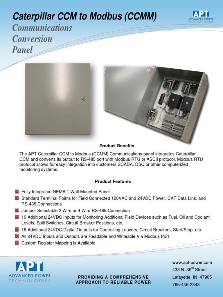 Catepillar CCM To Modbus Conversion Panel | PDF | Digital Data | Motor Oil