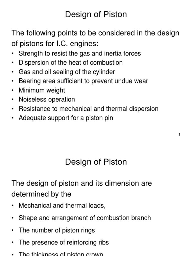 Design of Piston: The Following Points To Be Considered in The Design ...