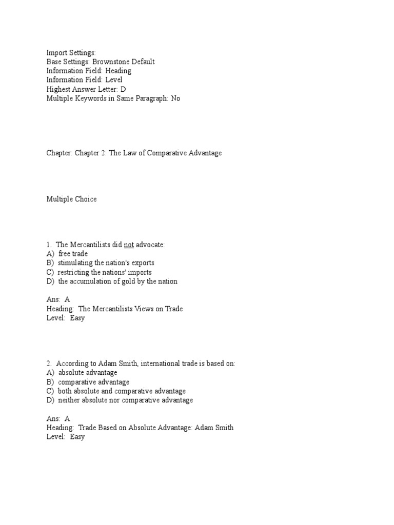 Chapter 2 The Law of Comparative Advantage | PDF | Comparative Advantage | Supply (Economics)