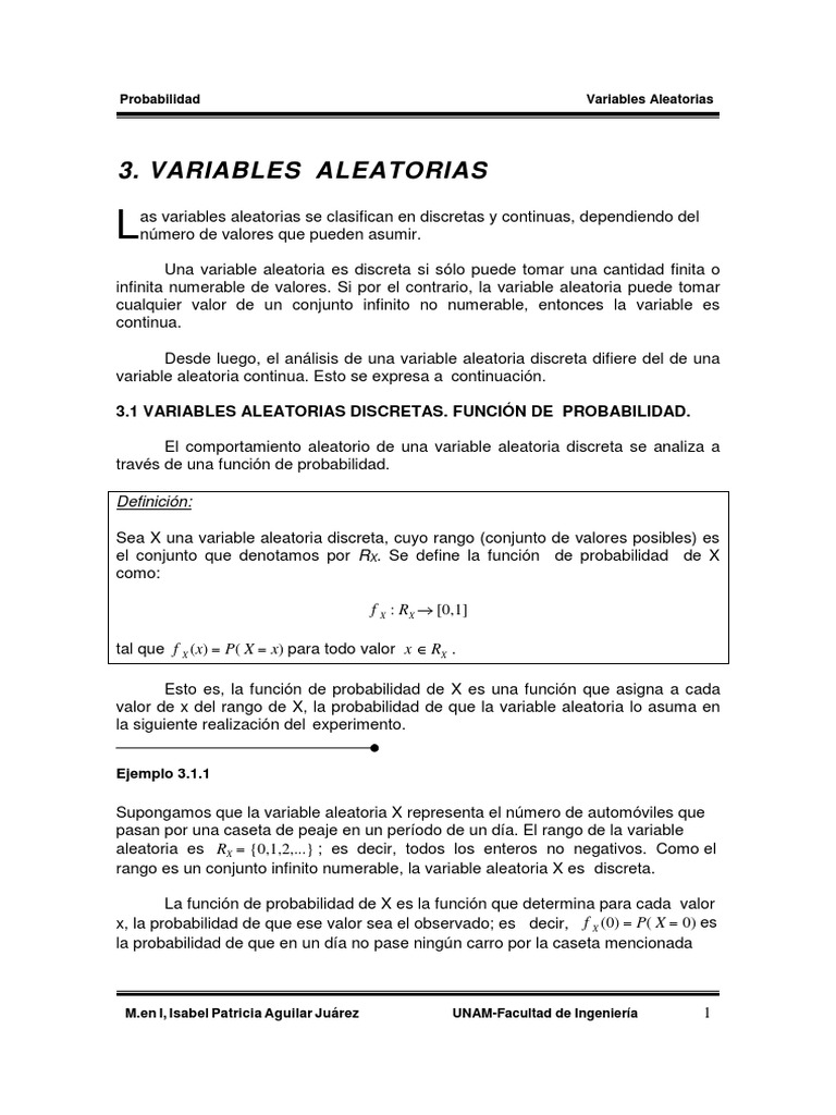 3 - Variables Aleatorias Discretas y Continuas | PDF | Variable aleatoria | Diferencia