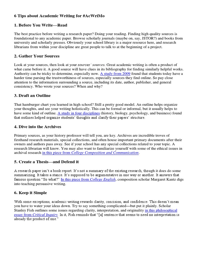 6 Tips About Academic Writing | PDF | Academic Publishing | Learning
