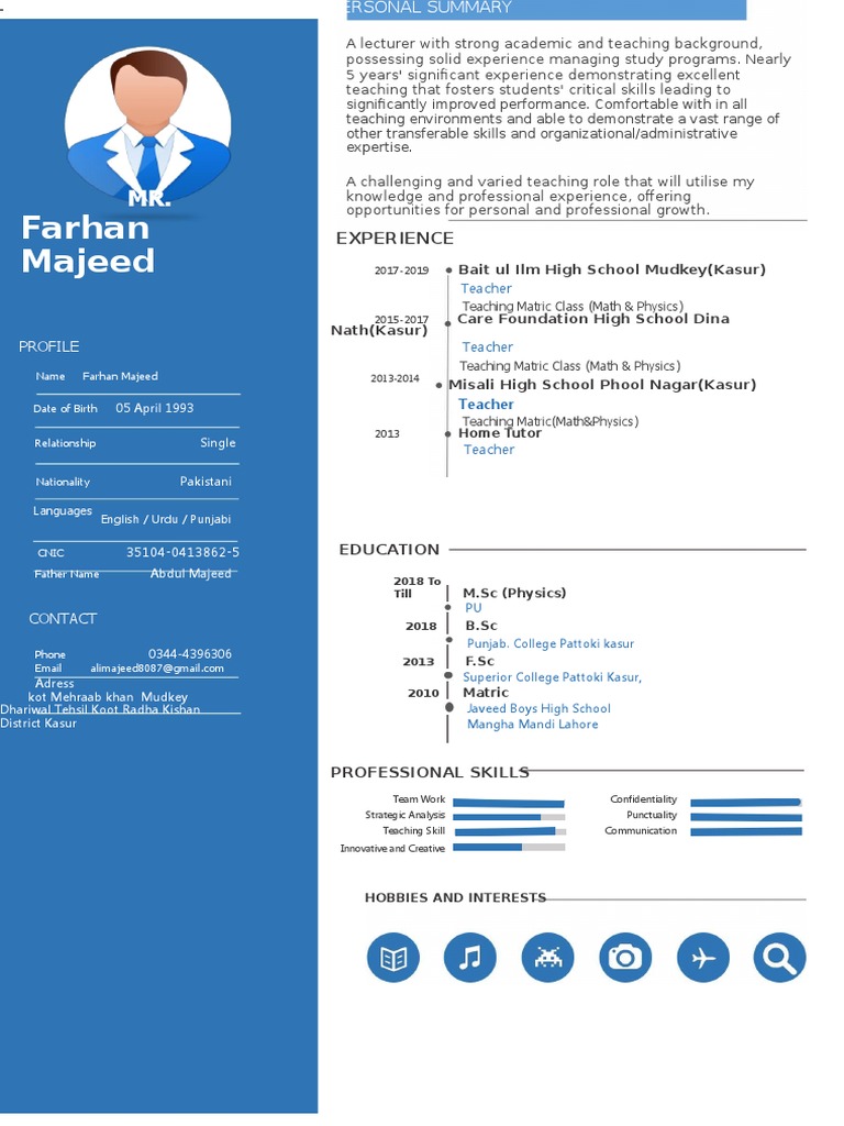 A Strong Academic and Teaching Background: Personal Summary and Resume ...