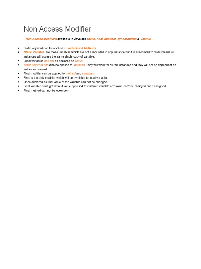 Non Access Modifier Pdf Method Computer Programming Variable Computer Science 3641