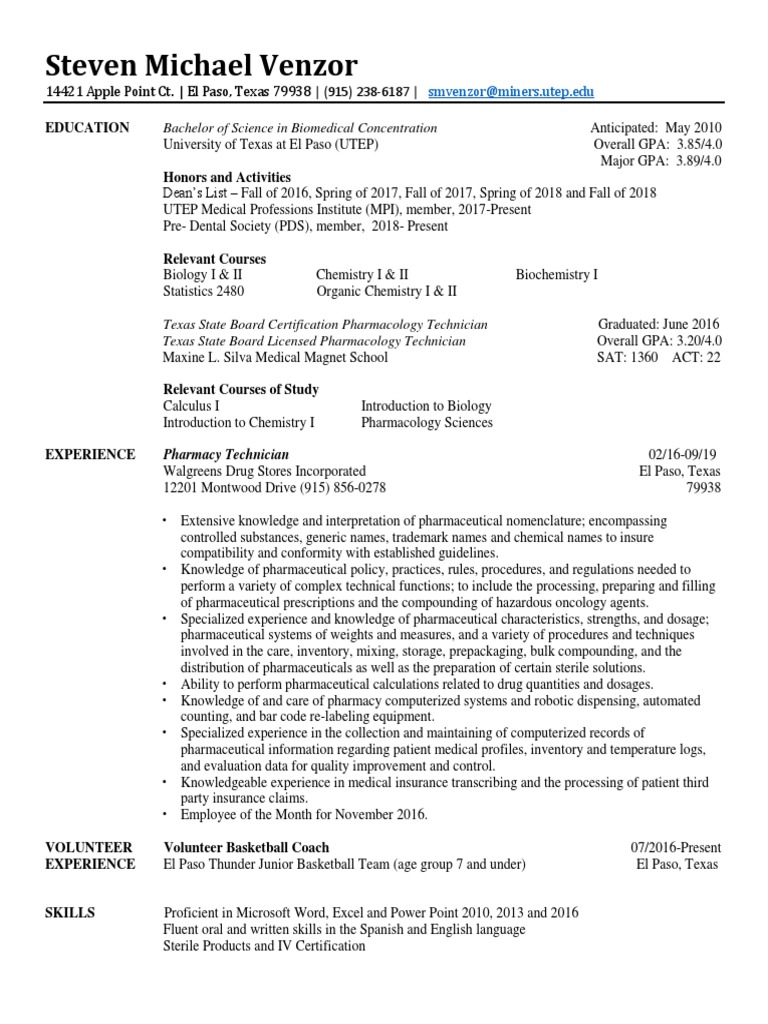 Stevens Rws Resume | PDF | Pharmacy | Pharmacology