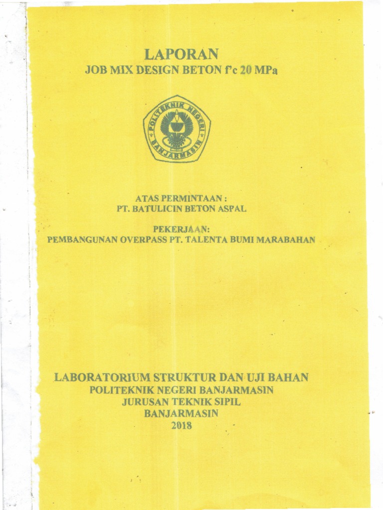 Laporan JMD Beton FC 20 Mpa Talenta | PDF
