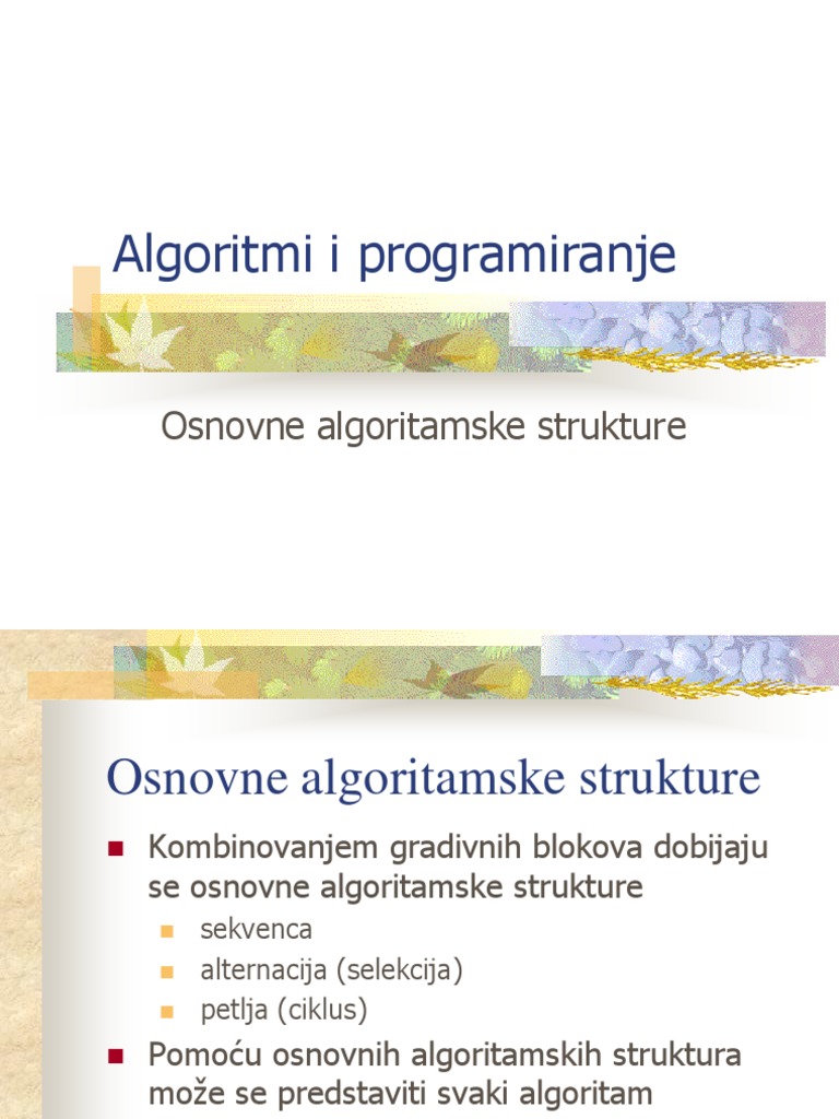 Osnovne Algoritamske Strukture | PDF