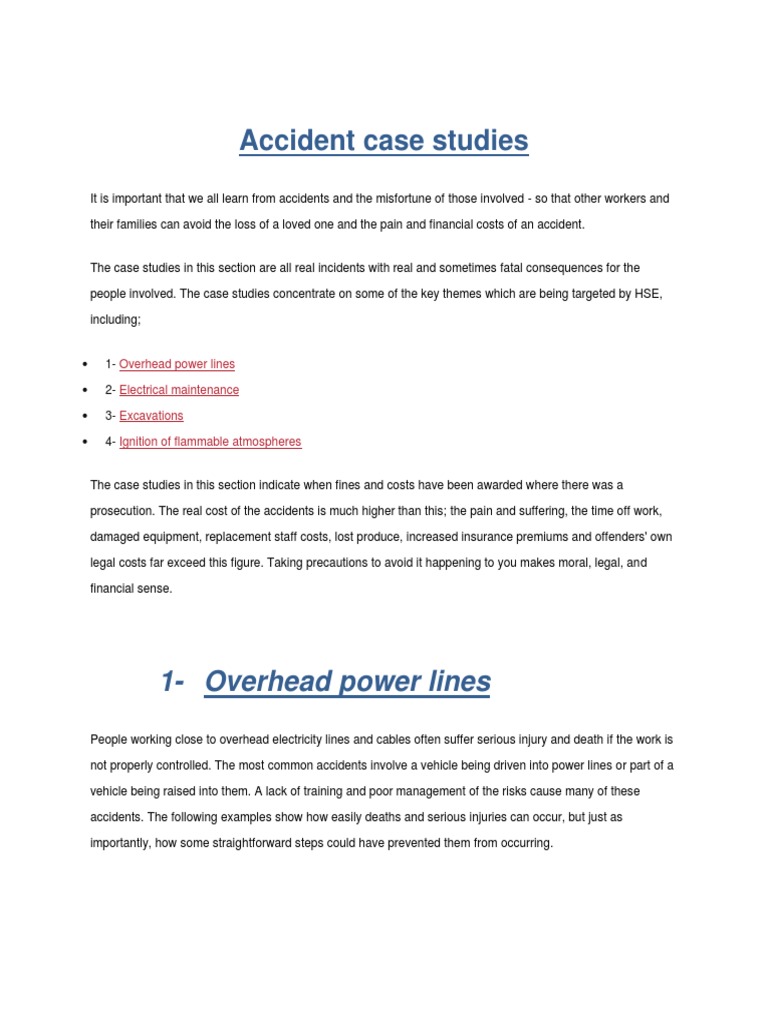 Accident Case Studies: 1-Overhead Power Lines | PDF | Electrician ...