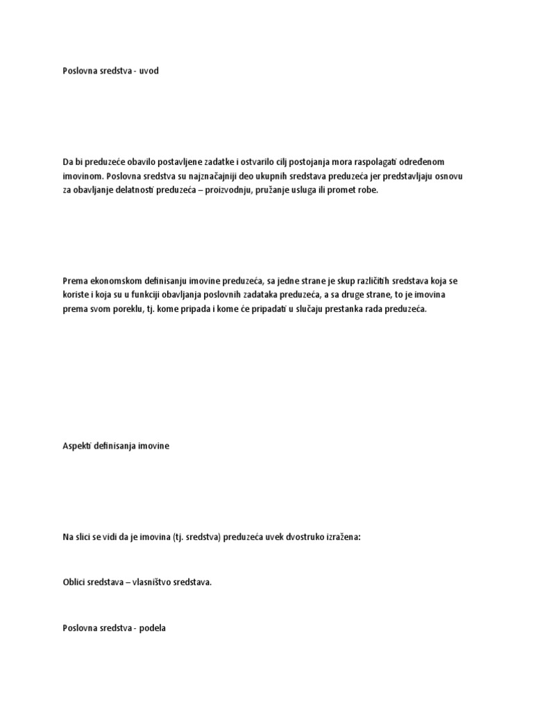Poslovna Sredstva | PDF