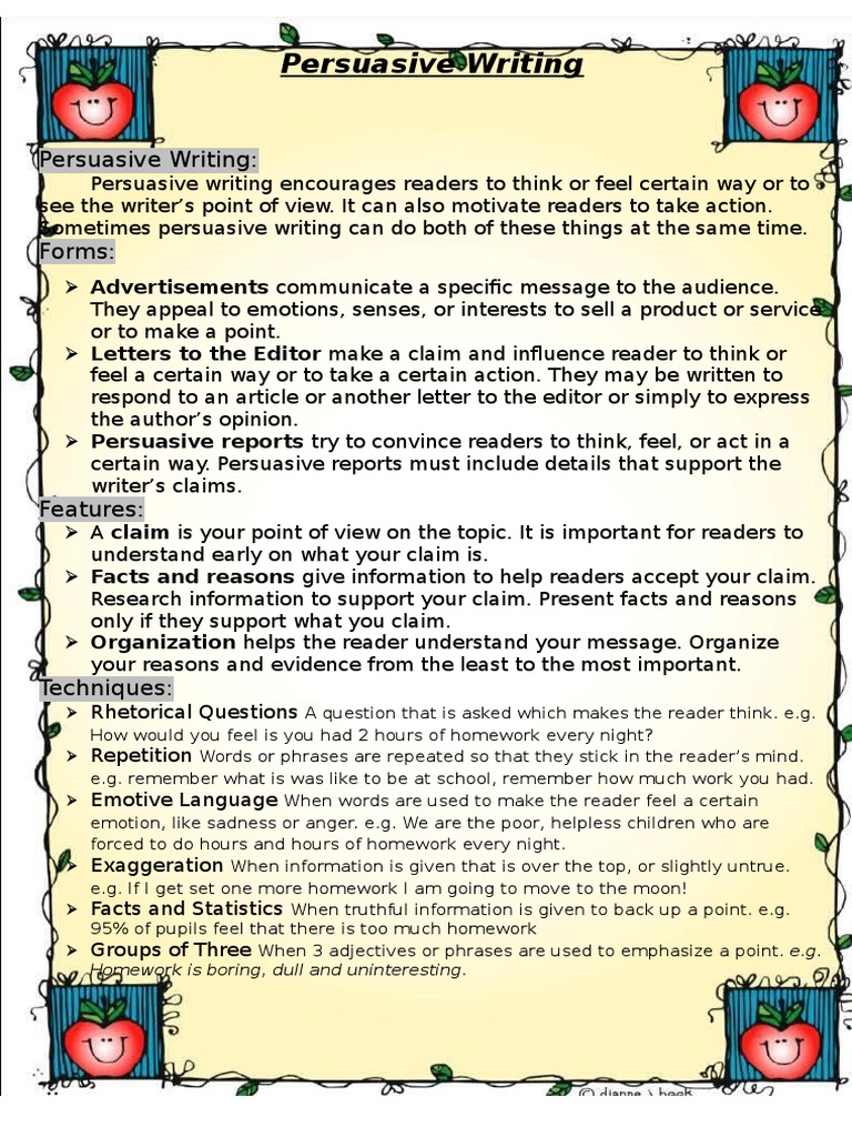 Grade 6 Persuasive Writing Guide | PDF | Persuasion | Question