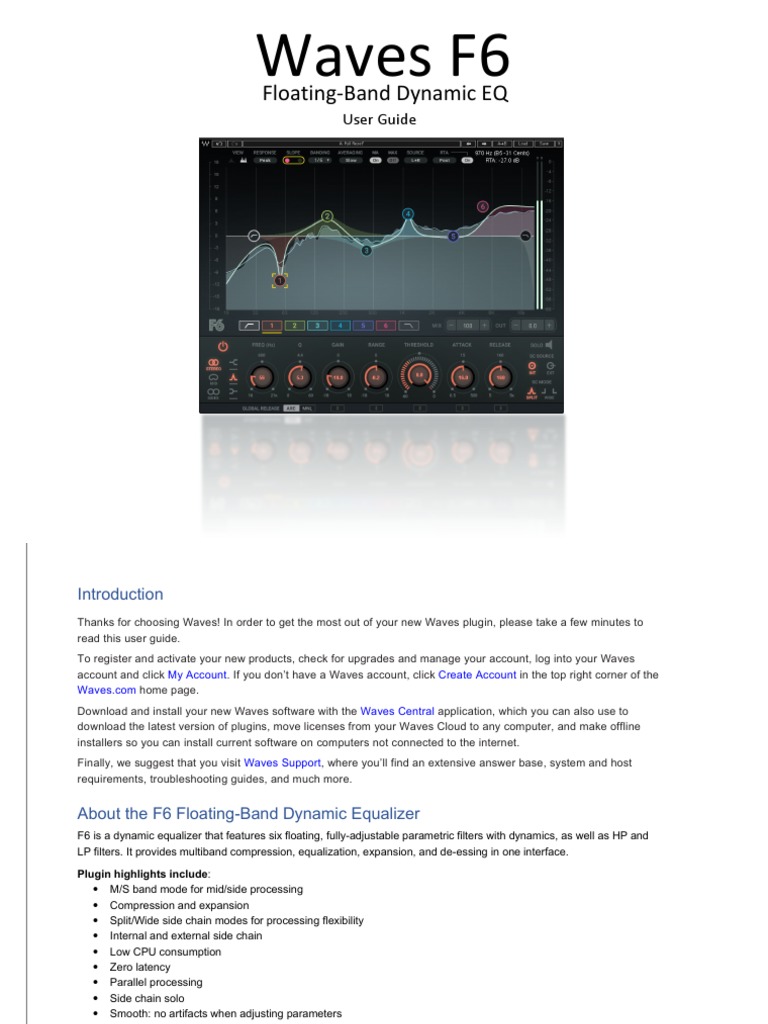 Waves F6 Manual | PDF | Equalization (Audio) | Signal Processing