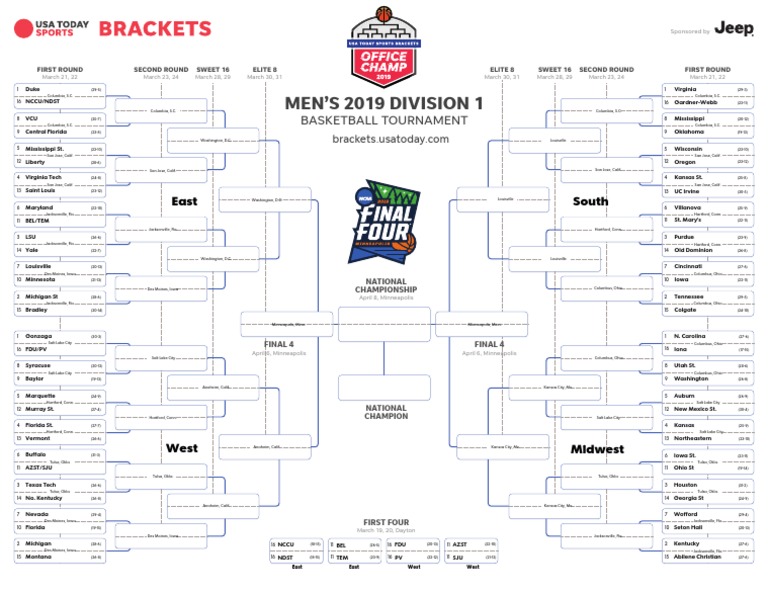 2019 NCAA Tournament Bracket | Ncaa Division I | Ncaa Division I Basketball
