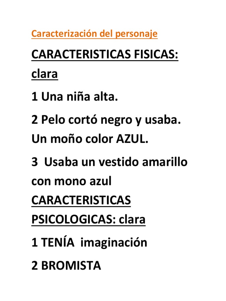 Caracterización del personaje
