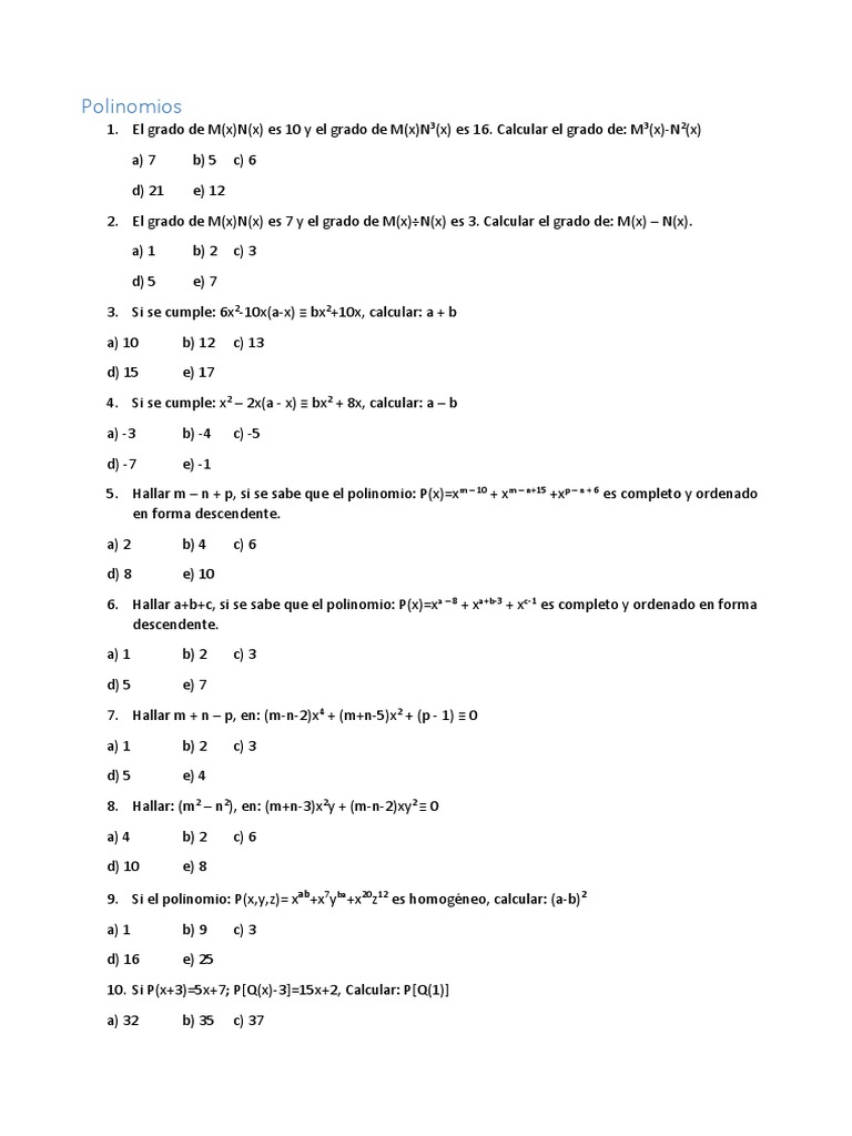 Ejercicios de Algebra | PDF | Álgebra | Álgebra abstracta