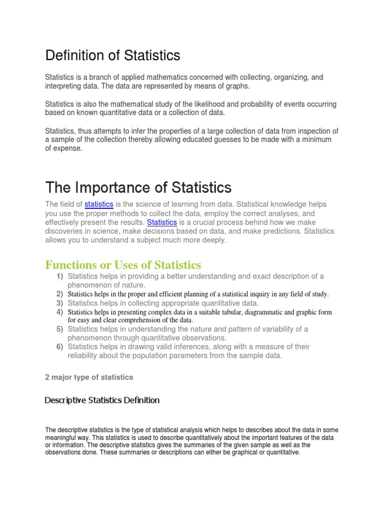 Understanding Statistics: Key Concepts | PDF | Level Of Measurement ...