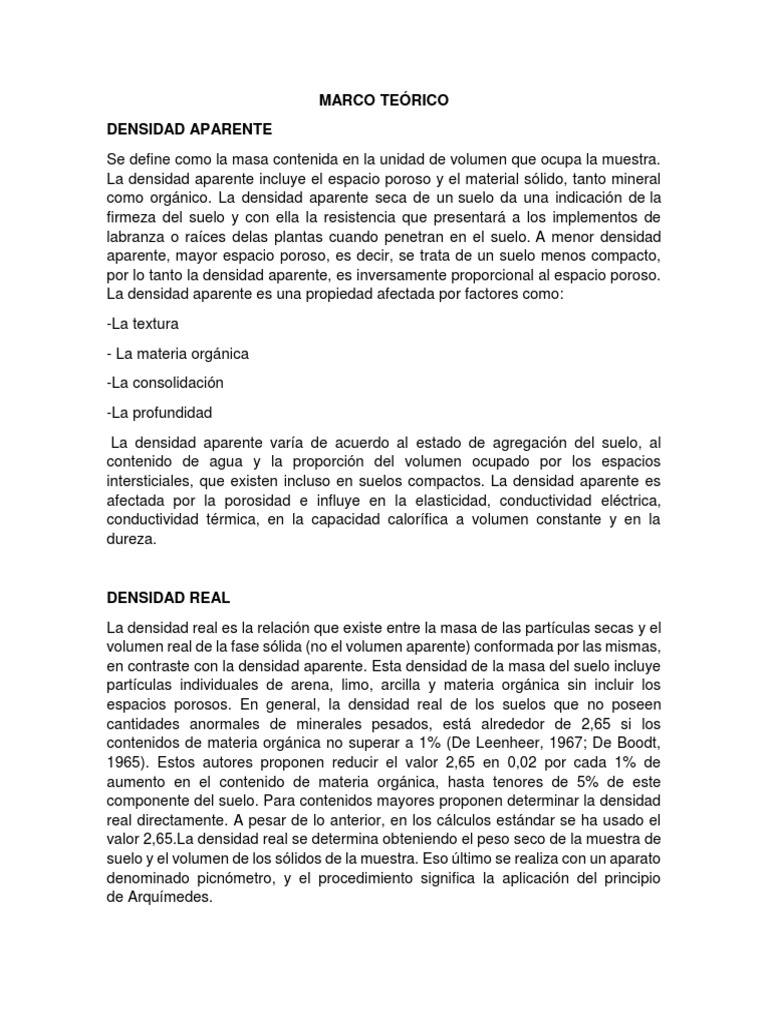 Marco Teórico de Edafo. | PDF | Densidad | Suelo