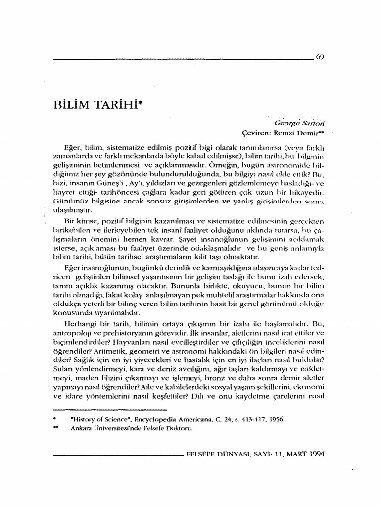 Bilim Tarihi - George Sarton | PDF