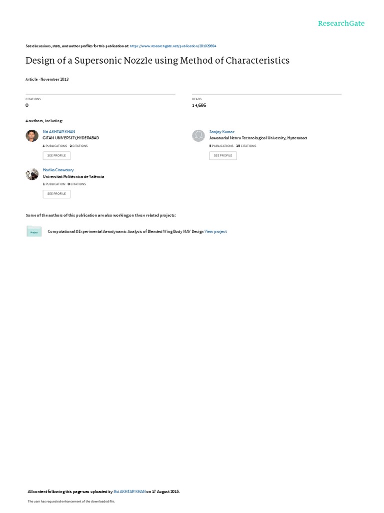 Design of A Supersonic Nozzle Using Method of Characteristics | PDF ...