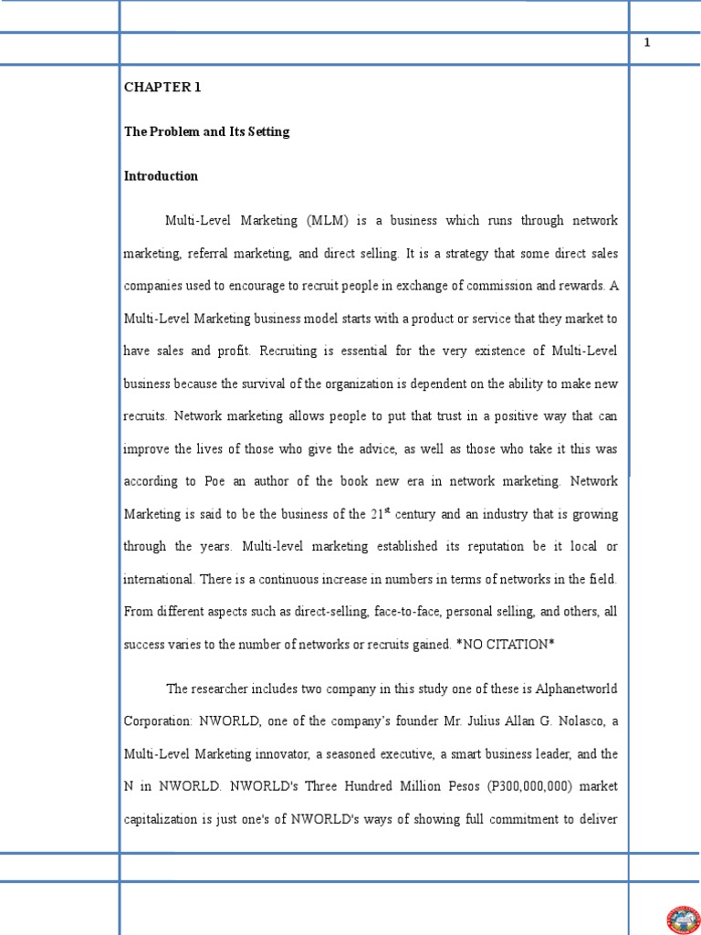 The Problem and Its Setting | PDF | Multi Level Marketing | Mass Media