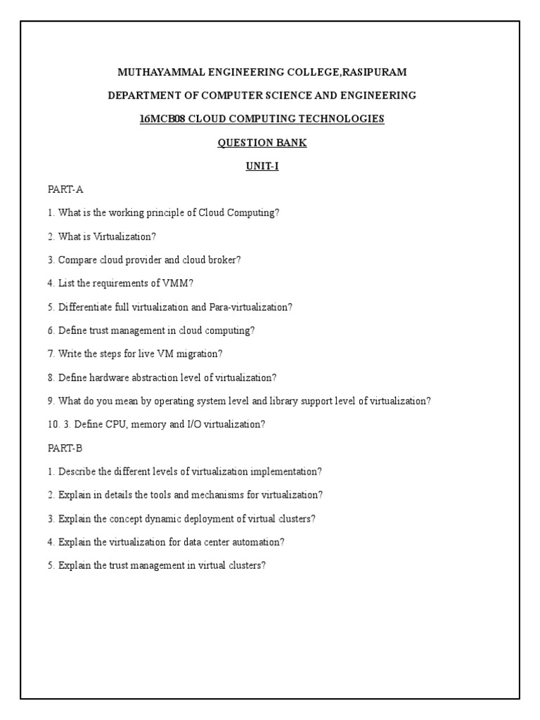 Cloud Computing Question Bank Unit IV and Unit V Updated | PDF | Apache Hadoop | Cloud Computing