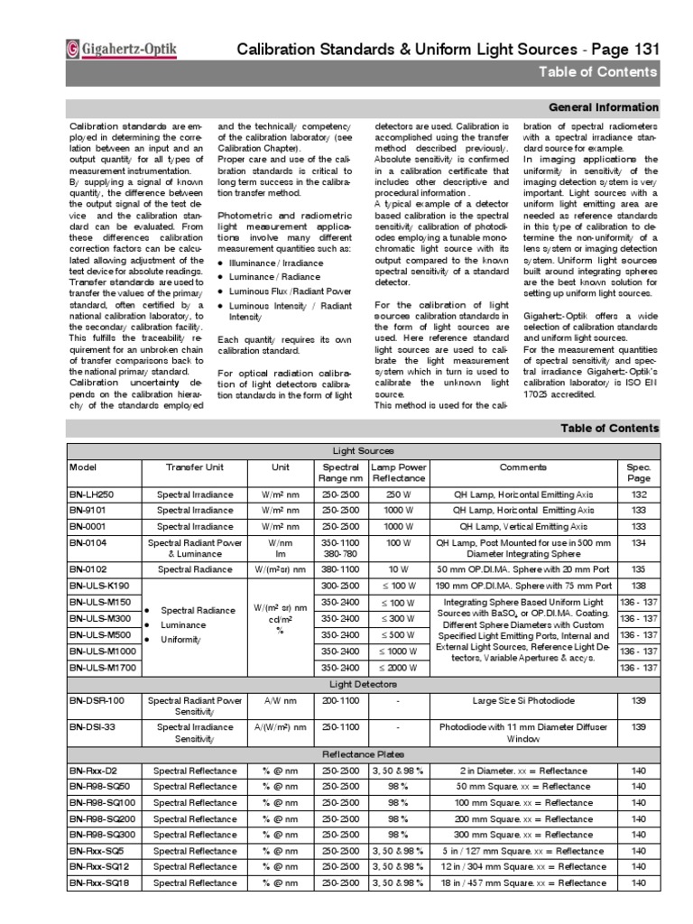 Calibration Standards | Download Free PDF | Incandescent Light Bulb ...