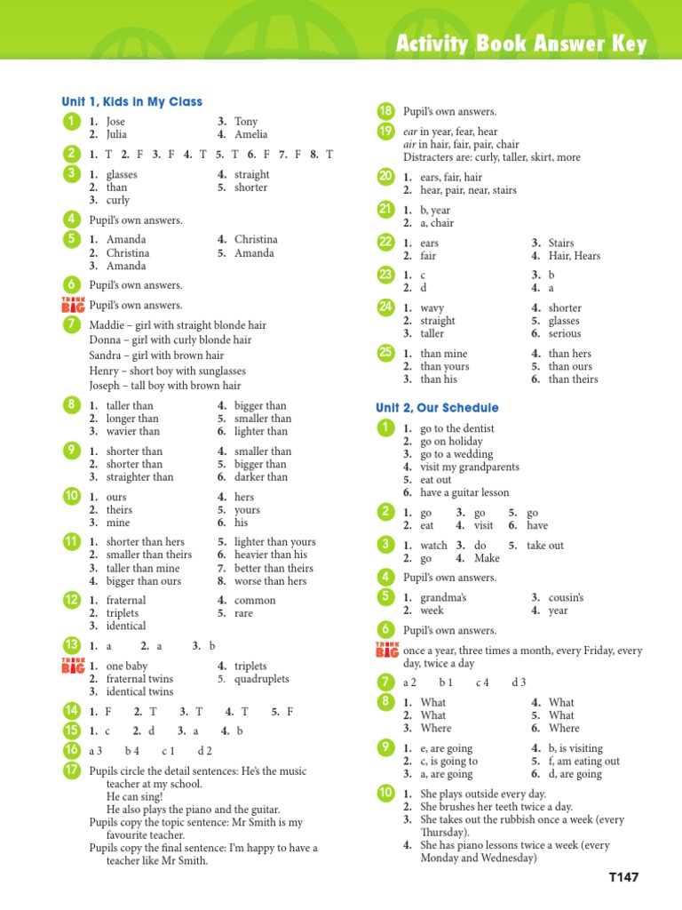 Activity Book Answer Key | PDF | Multiple Births | Vegetables