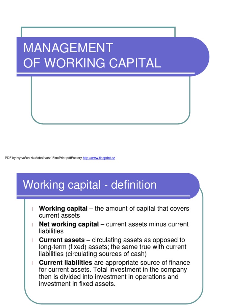 Working Capital Management Guide | PDF