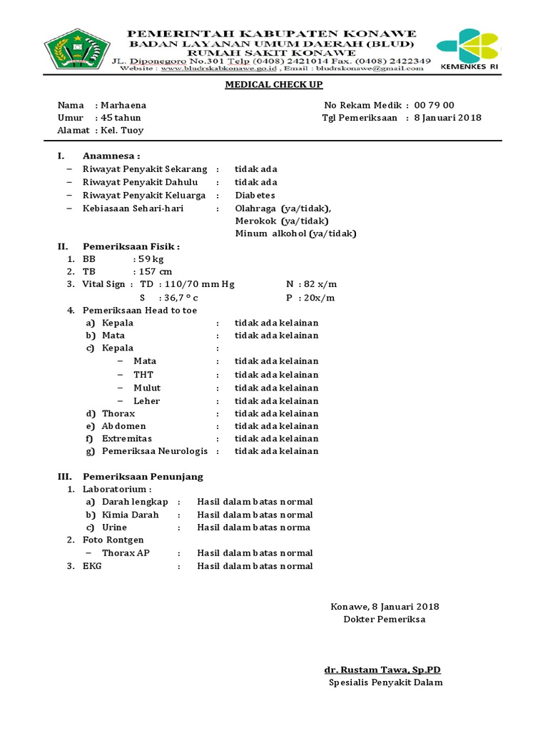 Format Medical Check Up | PDF